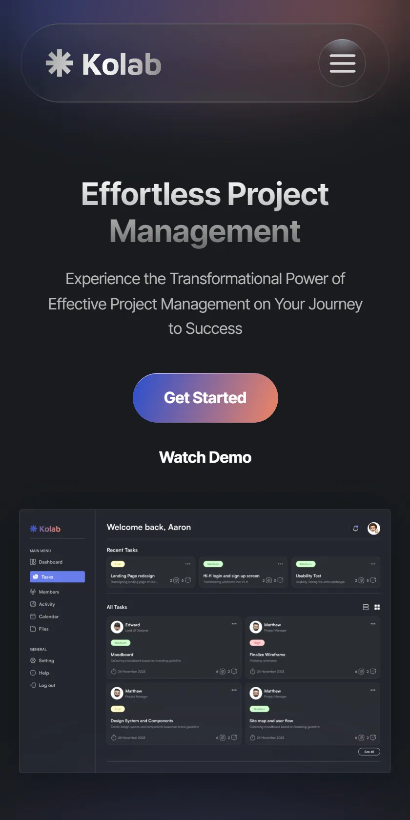 Kolab - Project Management Website Template - Framplates | Framer Templates